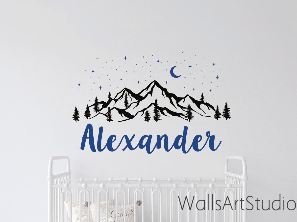 Mountain With Name Decal, Mountains Wall Sticker,home Decor for Kids ...