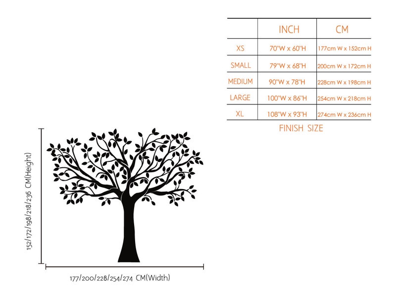Large Beautiful Family Tree Wall Decal Giant Family Tree Wall | Etsy