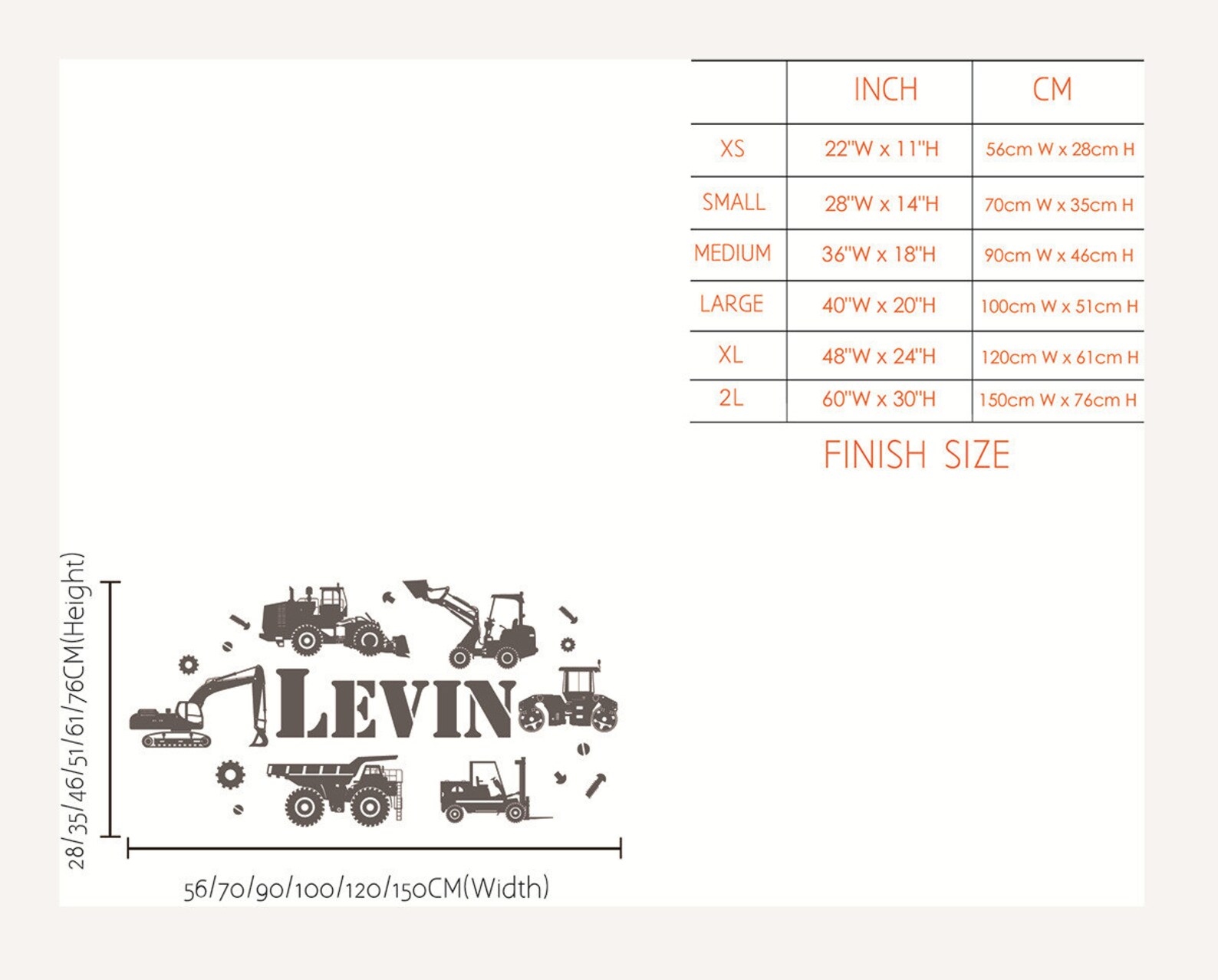Construction Trucks Decal, Excavator Mixer Sticker , Boys Room Wall ...
