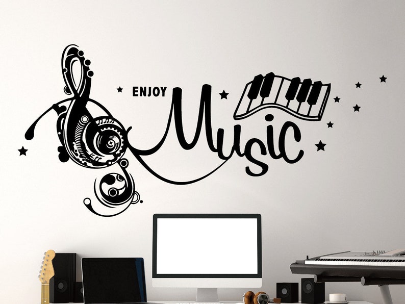 Musical Instrument Wall Decals Headphone Vinyl Wall Sticker DJ - Etsy
