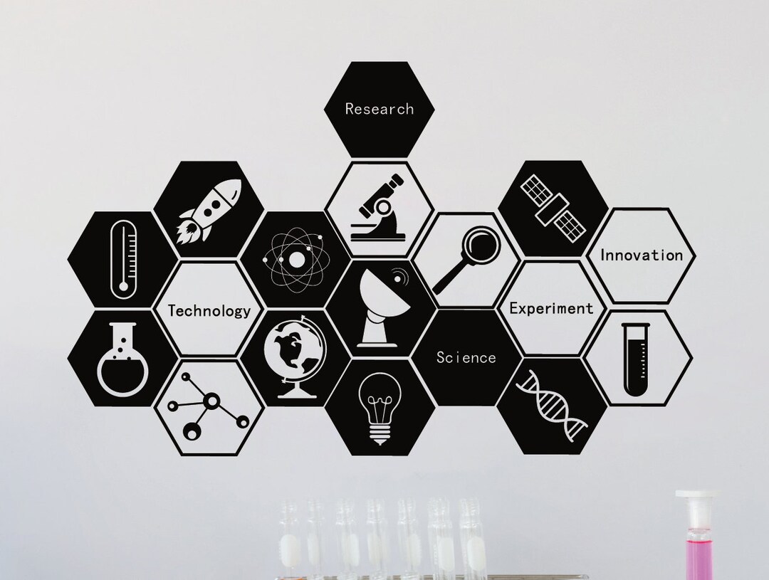 Chemical Experiment School Wall Decal, Science Students Vinyl Wall ...