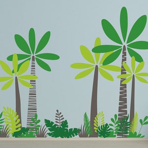 Tropical Tree Leaves Nursery Tree Wall Stickers for Kids Room Wall ...