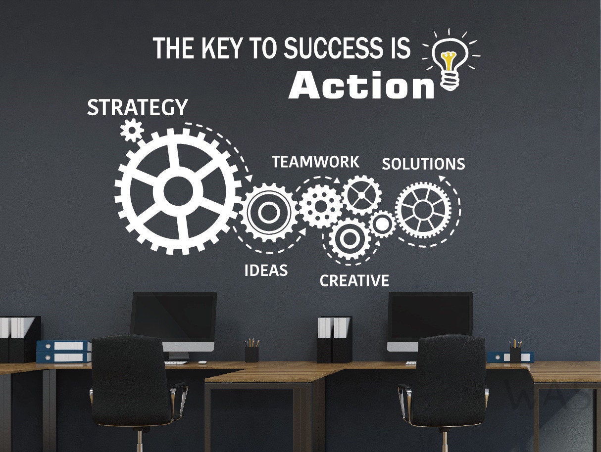 Teamwork Gears Vinyl Wall Decal Office Space Decor Interior Stickers ...