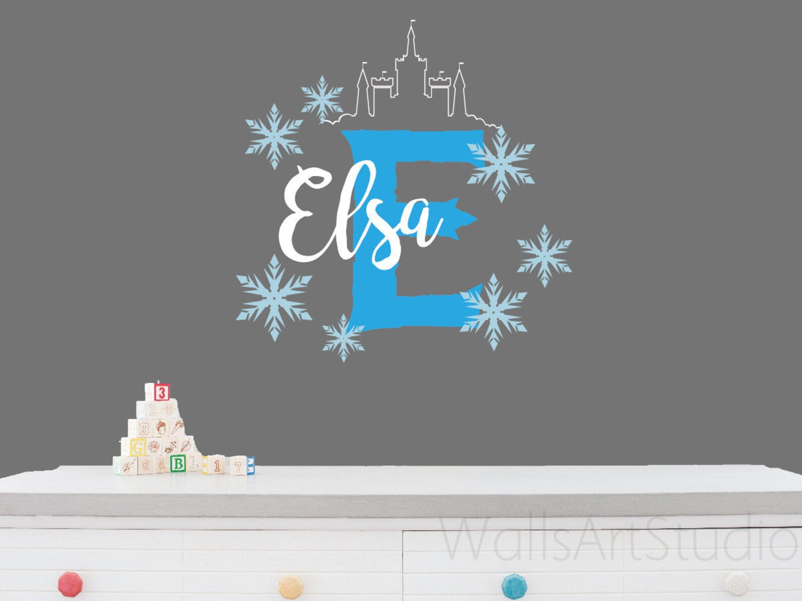 Snowflakes Decals Name With Frozen Style Wall Decal Let it | Etsy