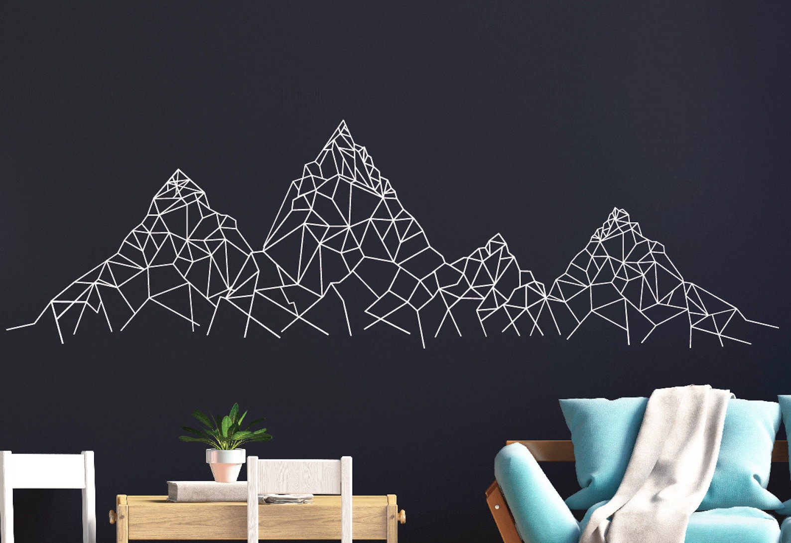 Geometric Mountain Groups Wall Decalmoutains Linears Home - Etsy