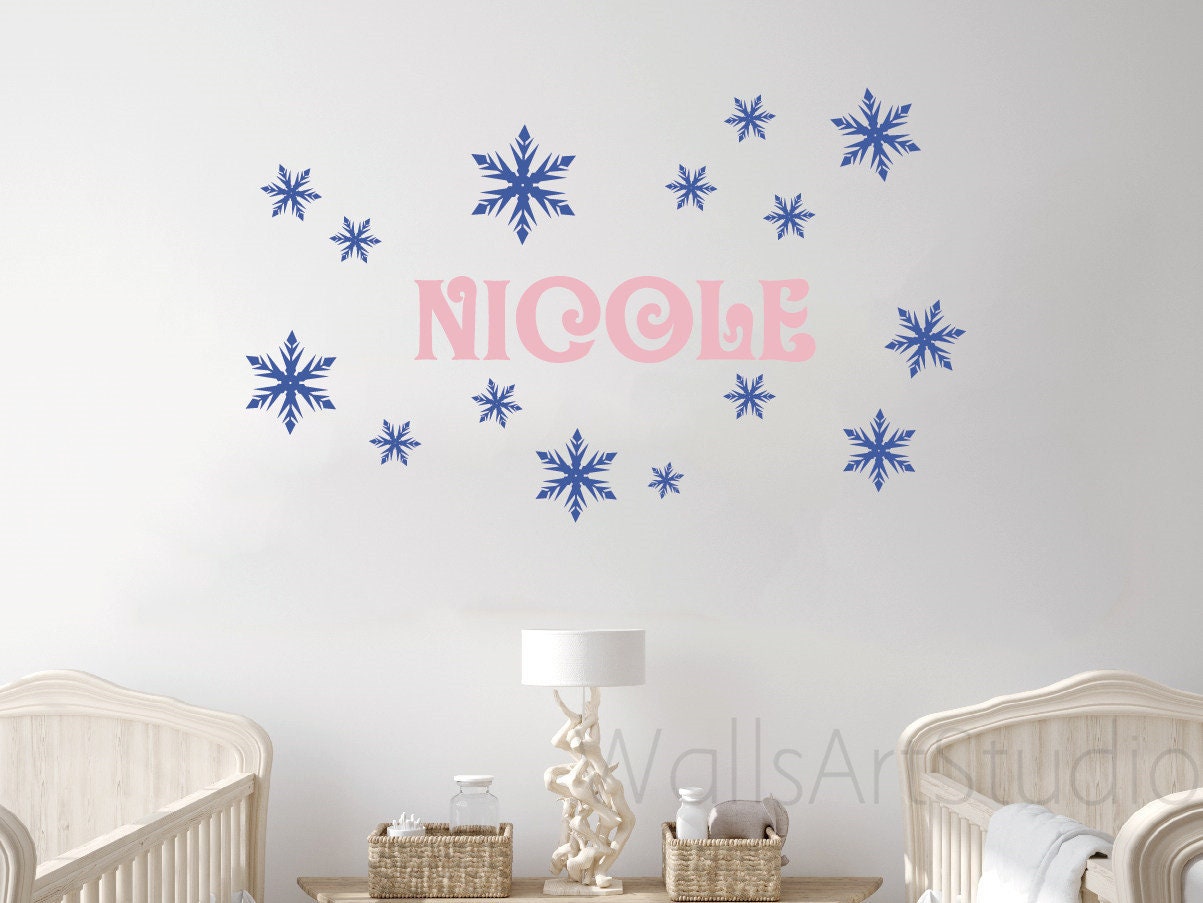 Snowflakes Decals Name With Frozen Style Wall Decal Let It - Etsy
