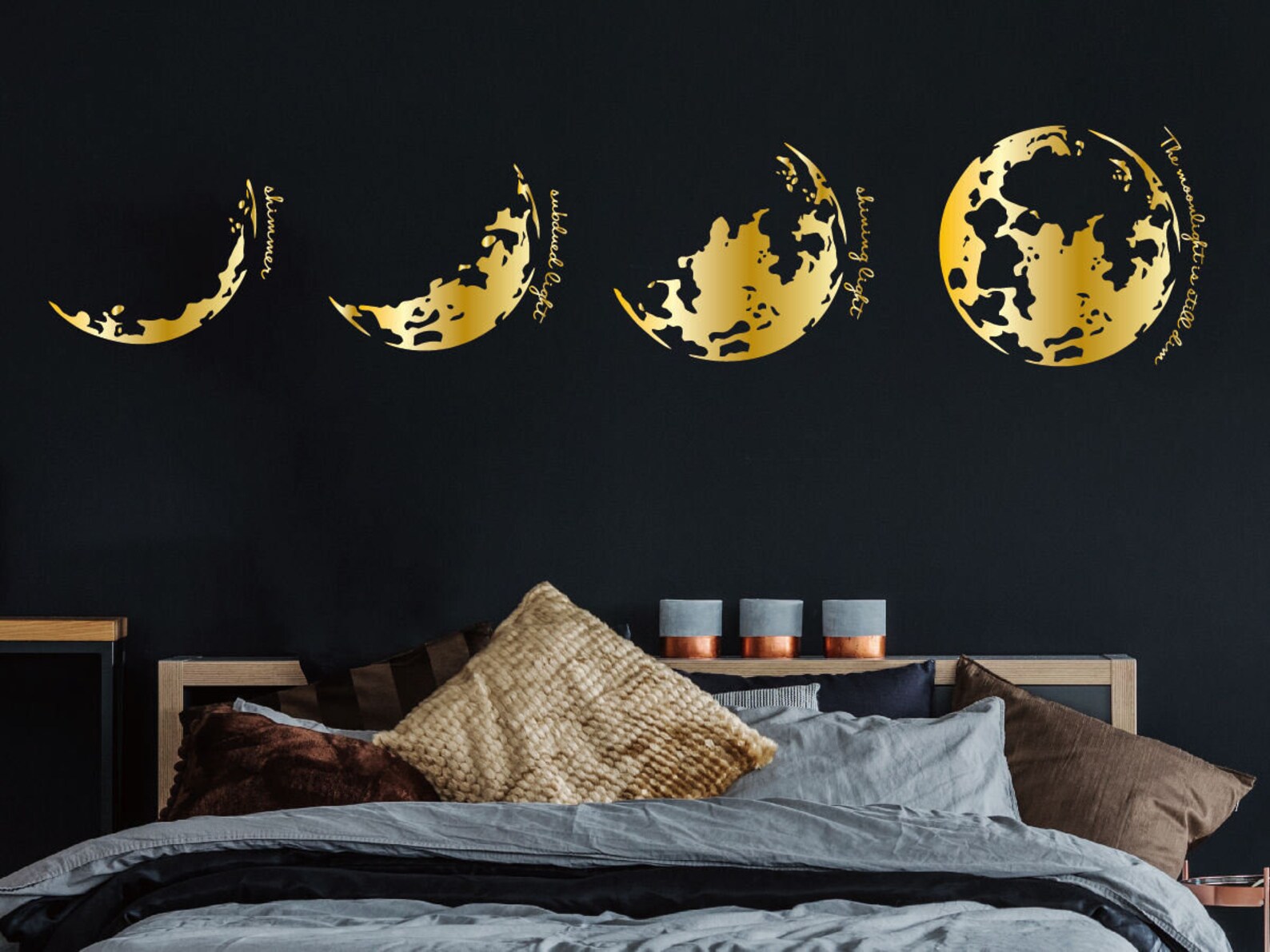 Moon Phases Wall Decal With Names Bedroom Wall Sticker - Etsy