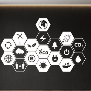 Green Geometric Wall Decals, ECO Sustainability Concept Wall Stickers ...