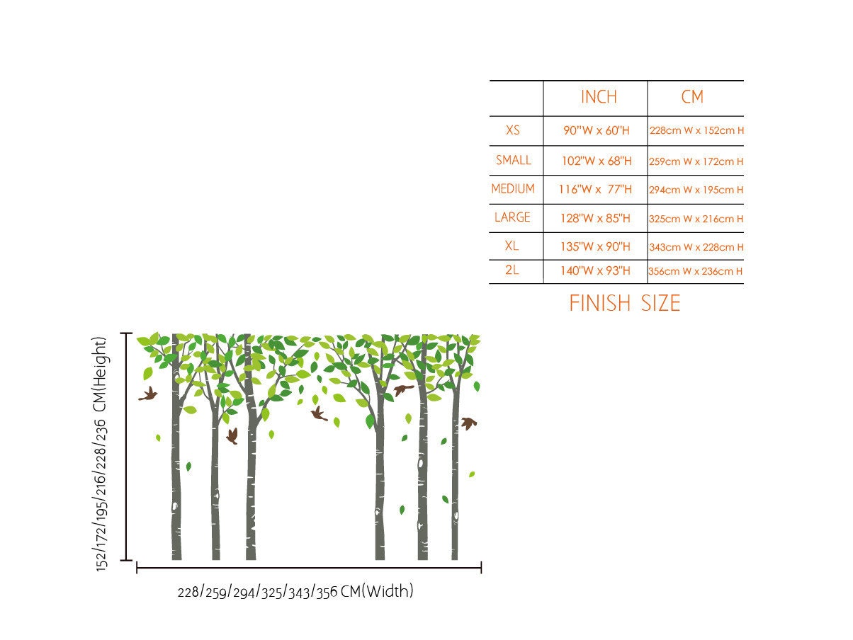 Birch Trees Wall Decal Birch Tree Decor Tree Decals for Kids - Etsy