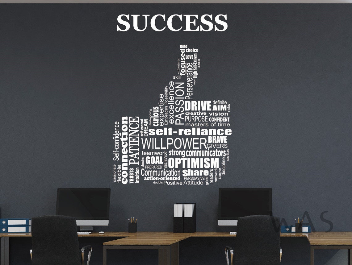 Office Wall Decal Motivational Wall Sticker Success - Etsy