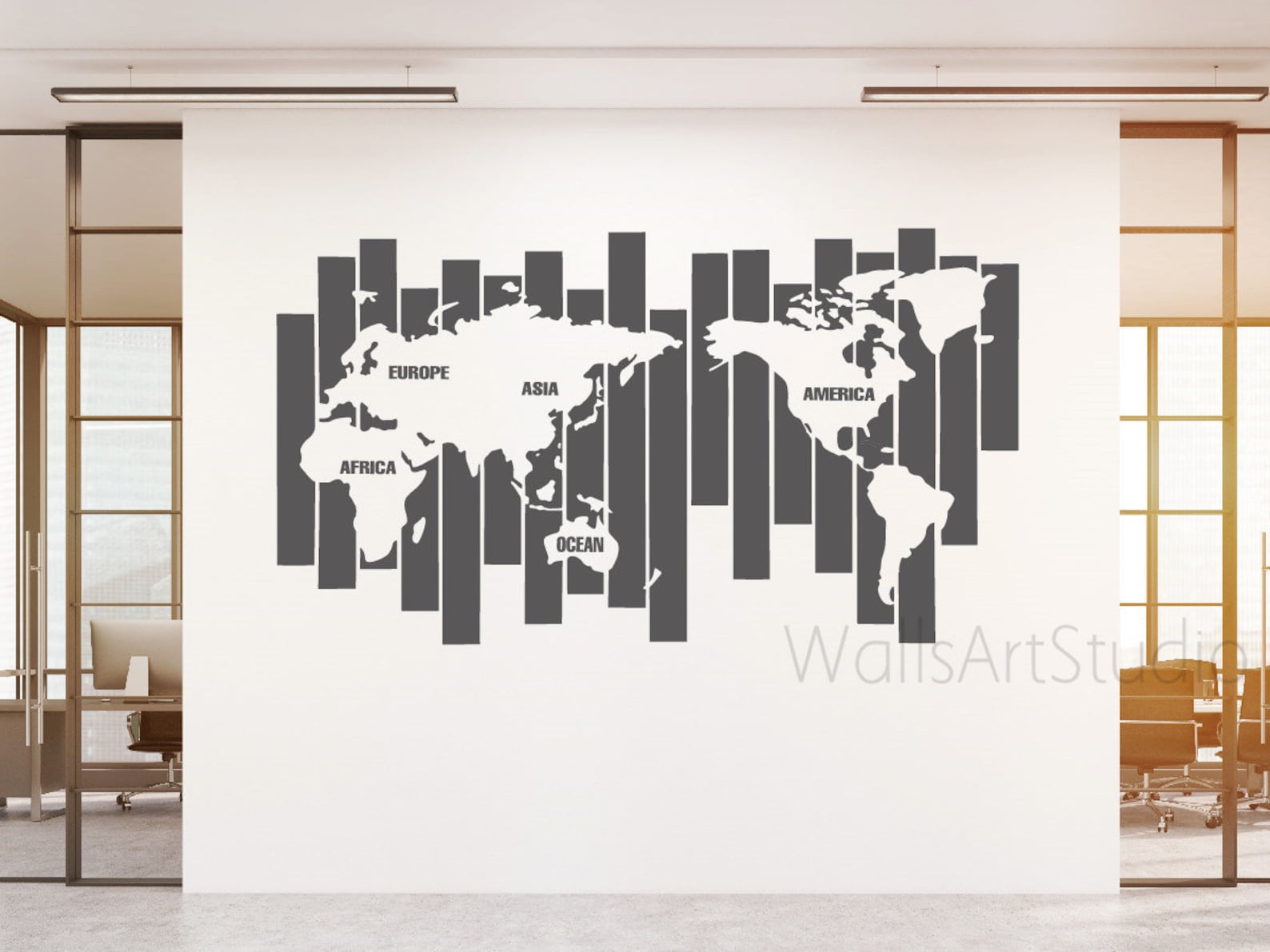 Morden World Map Stickerworld Map Decal Concise Style World | Etsy