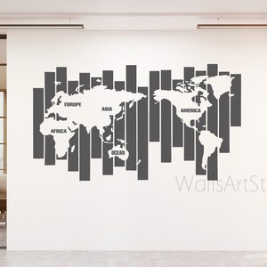 Morden World Map Sticker,world Map Decal , Concise Style World Map ...