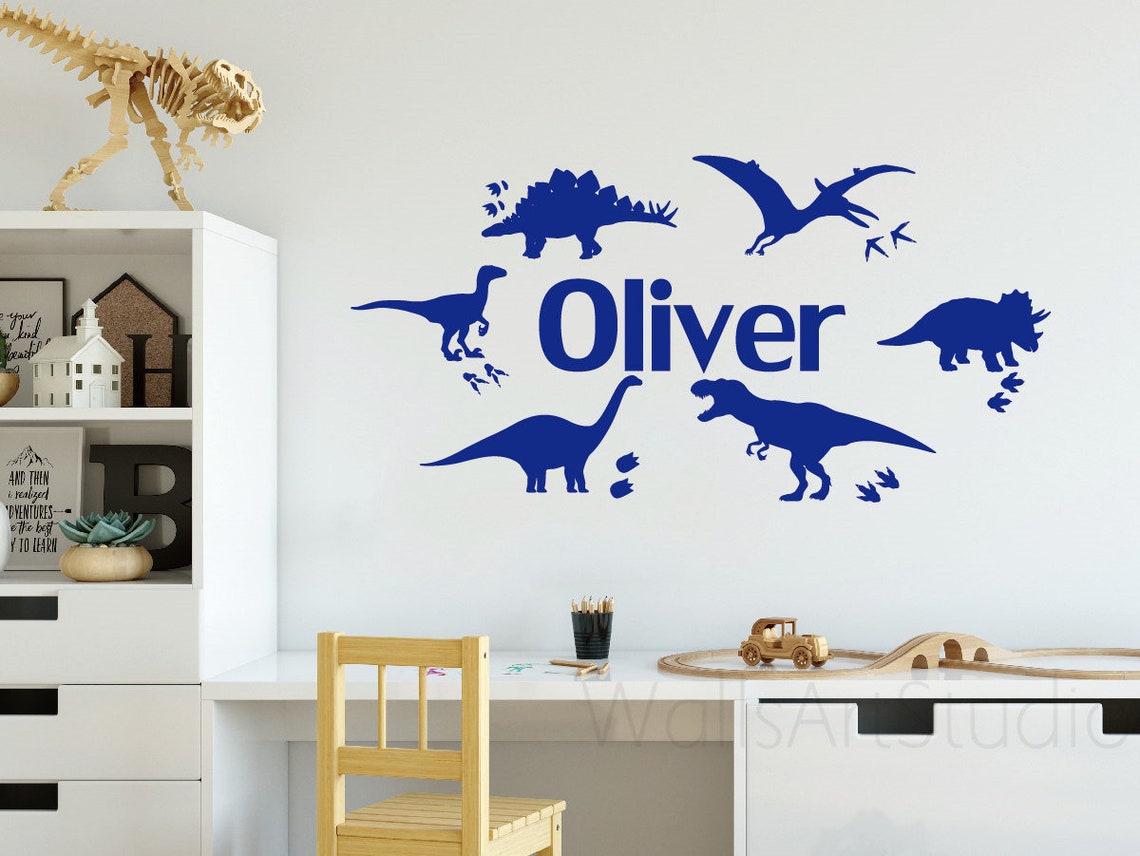 Dinosaur Name Wall Decals, Dinosaur Stickers, Nursery Kid's Dinosaur ...