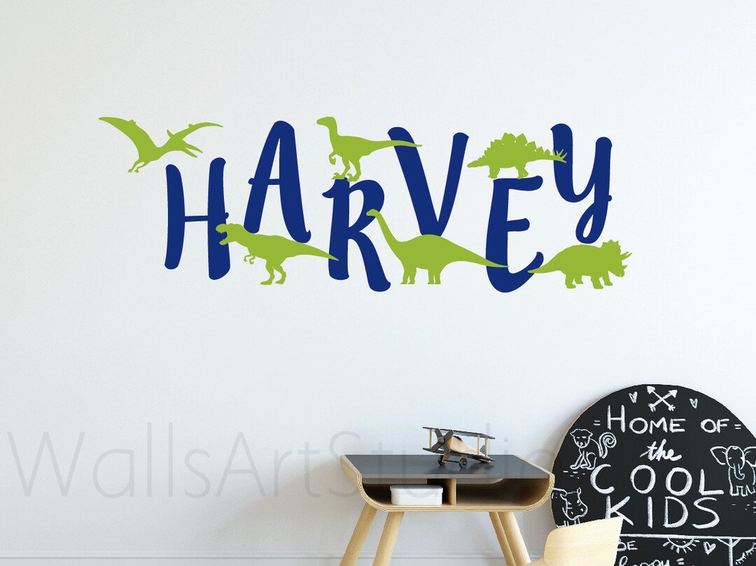 Dinosaur With Name Decals, Personalized Name Dinosaur Wall Stickers ...