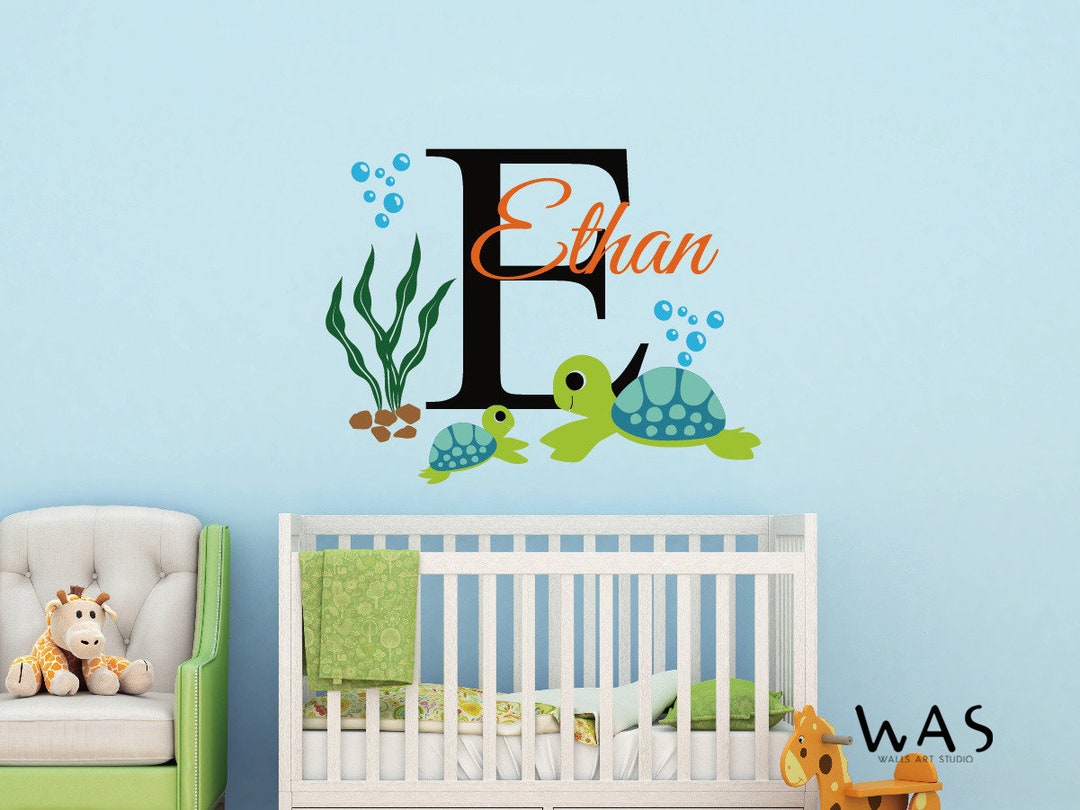 Turtles Customized Name Wall Decal, Baby Boy Room Decor, Nursery Wall ...