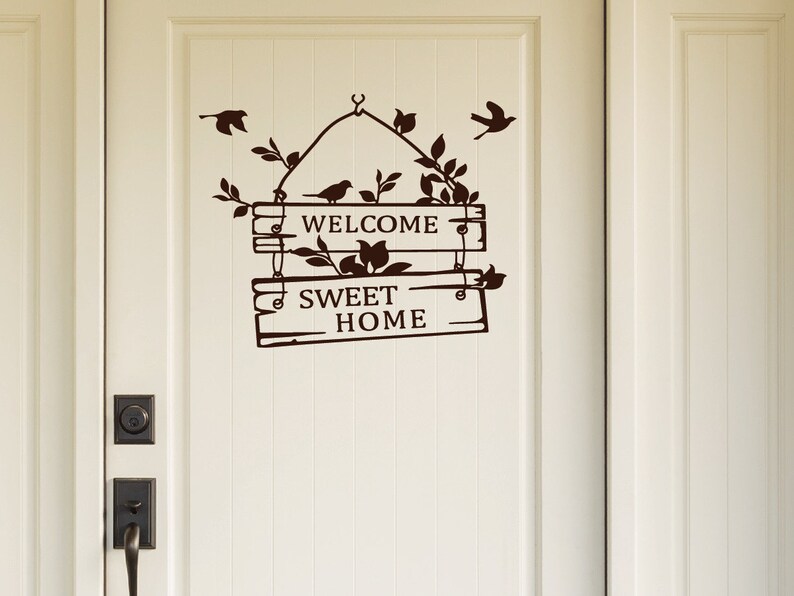 Welcome Home Door Sign Decal, Home Wall Decor, Entrance Door Sign ...