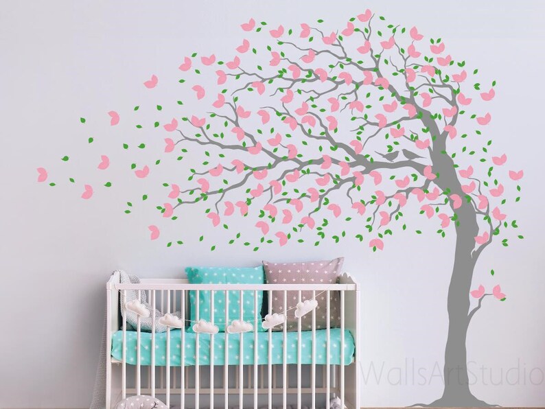 Blowing Tree Wall Decal Large Tree Wall Decal Girls Room | Etsy