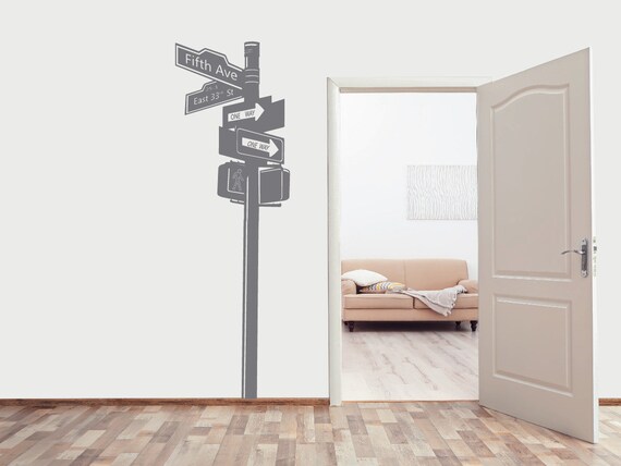 Road Sign Wall Decal Crossroads Nursery Bedroom Wall Stickers | Etsy