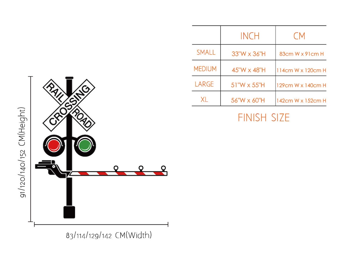 Railroad Train Crossing Lights Wall Decal - Children Kids Nursery Wall ...