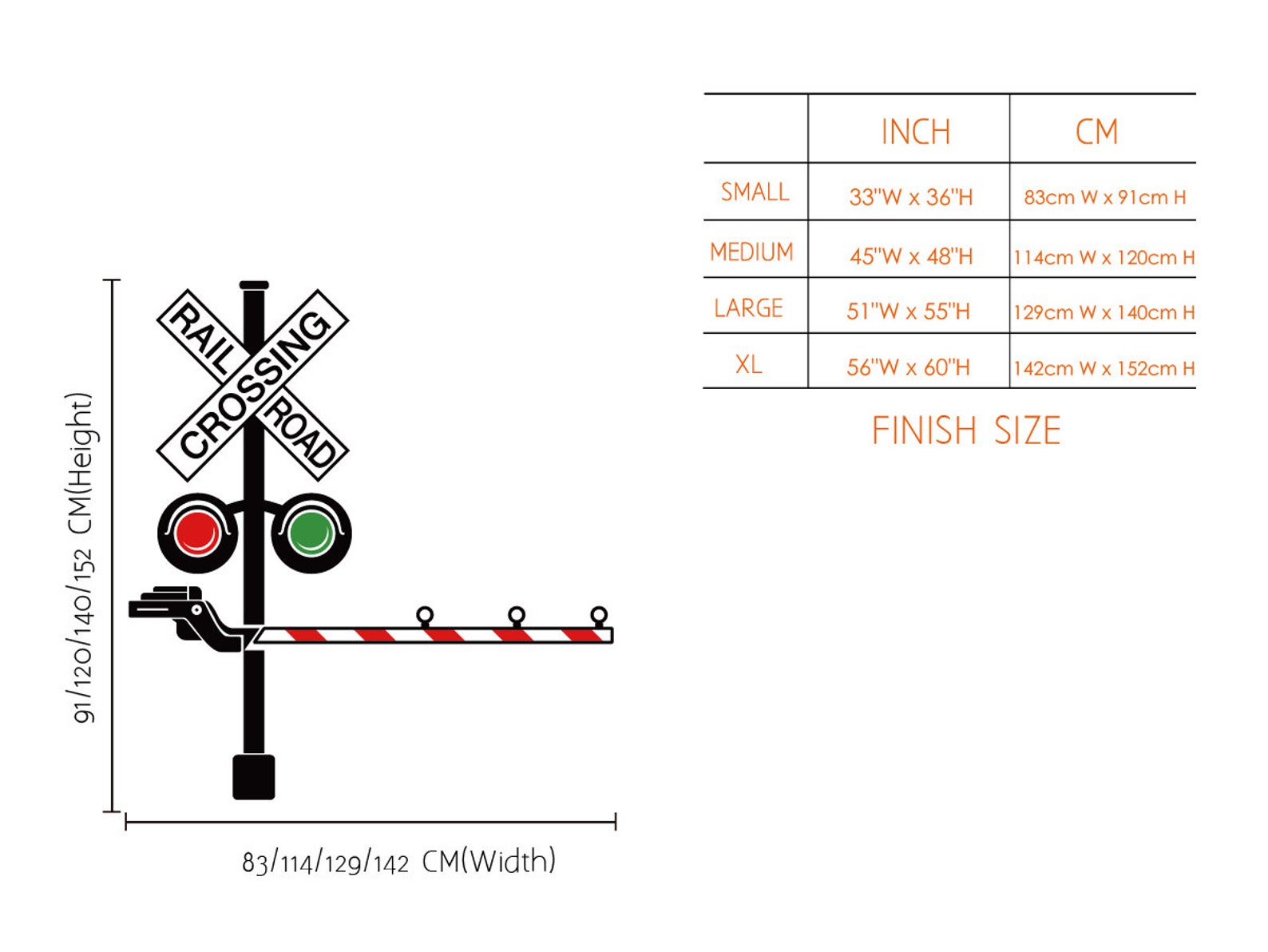 Railroad Train Crossing Lights Wall Decal - Children Kids Nursery Wall ...