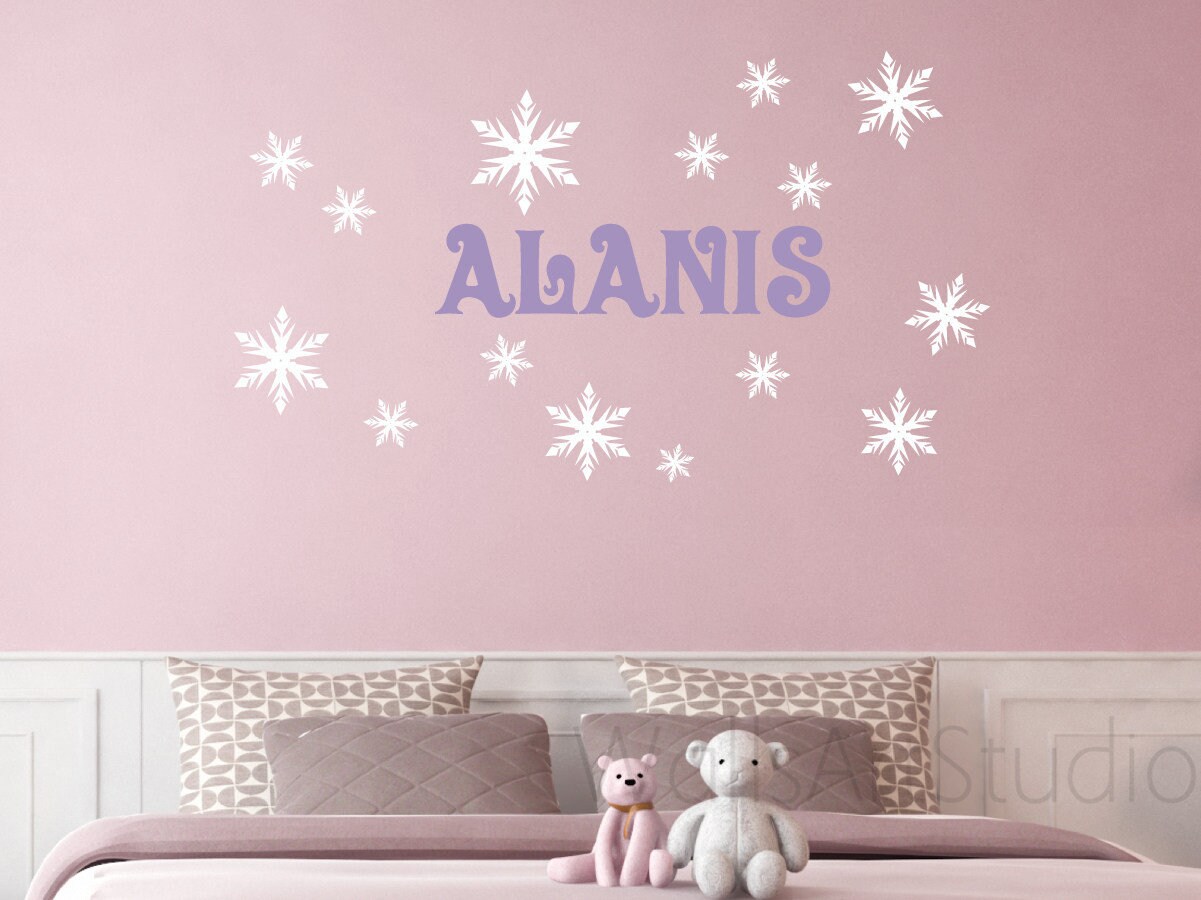 Snowflakes Decals Name With Frozen Style Wall Decal Let It - Etsy