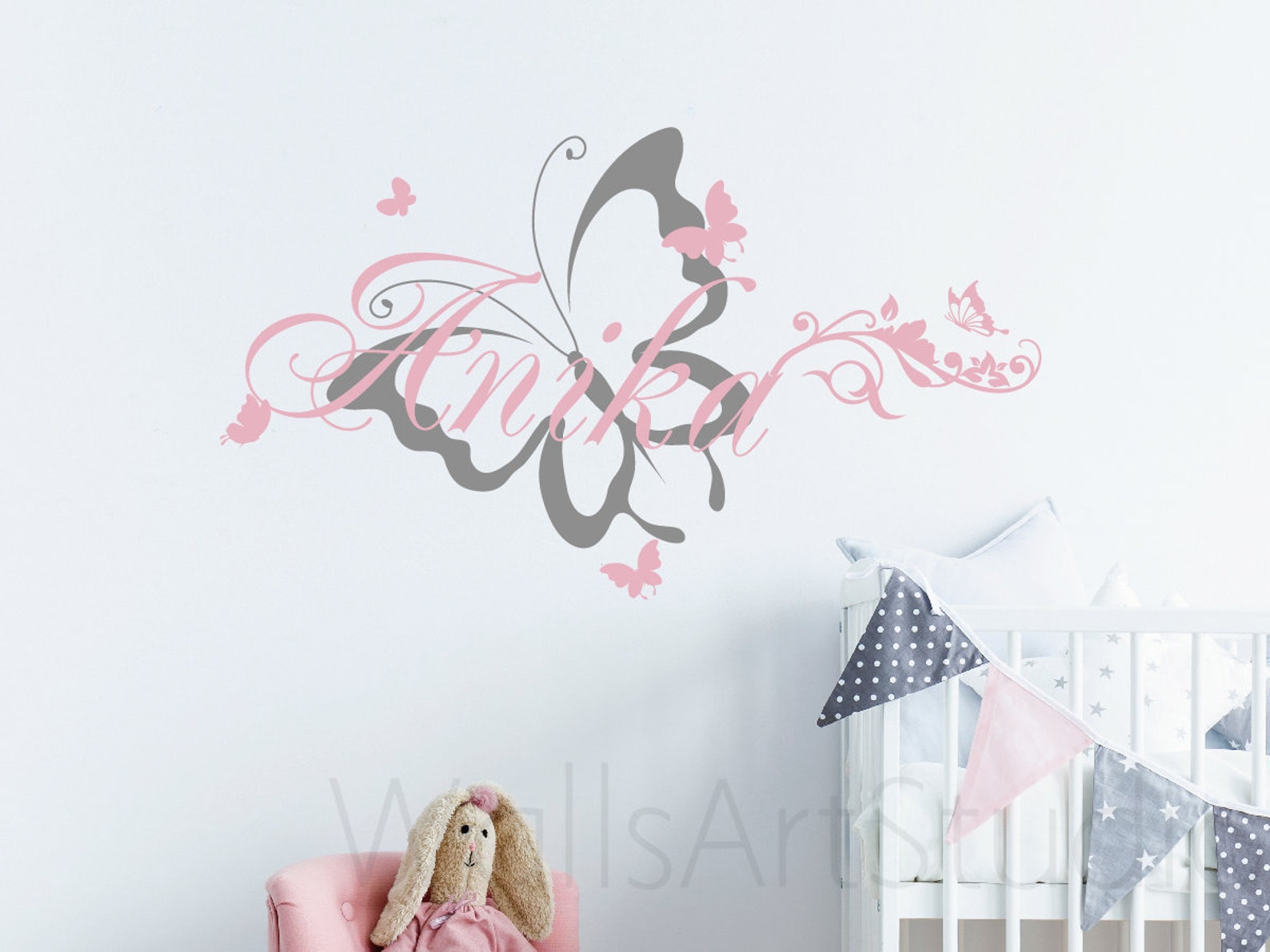 Butterfly With Name Wall Decal, Butterfly With Personalized Name Wall ...