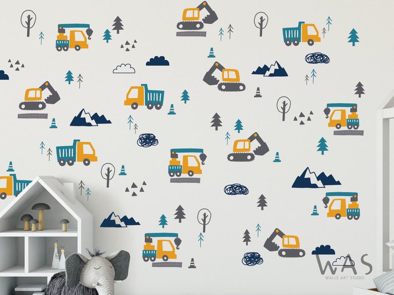 Construction Wall Stickertransportation Truck Digger | Etsy