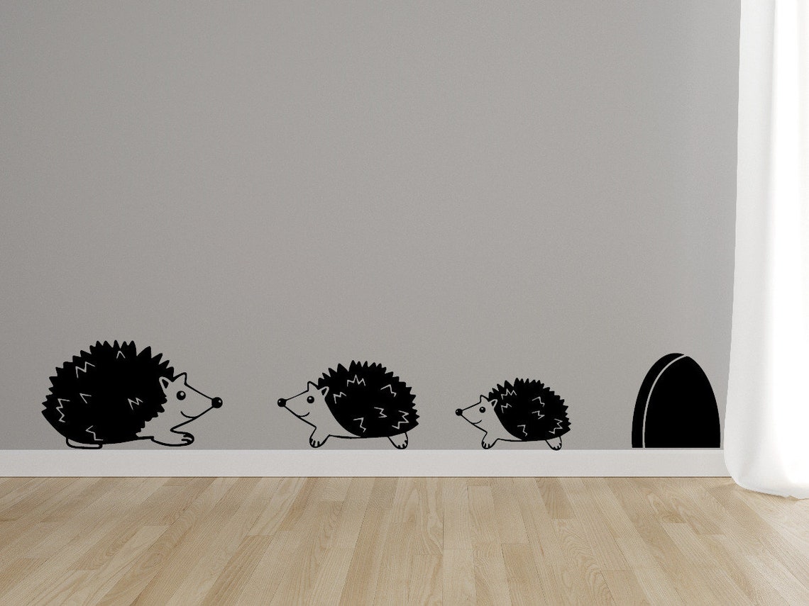 Hedgehog Vinyl Decal Animal Wall Decal Cute Hedgehog Wall | Etsy