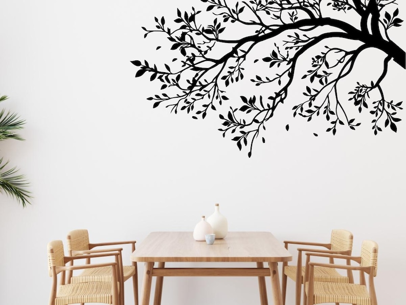 Tree Top Branches Wall Decal Vinyl Sticker Black Tree Wall Decal Black ...