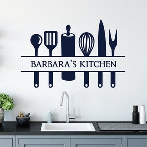 Personalized Name Kitchen Wall Decal,kitchen Wall Decals,custom Name ...
