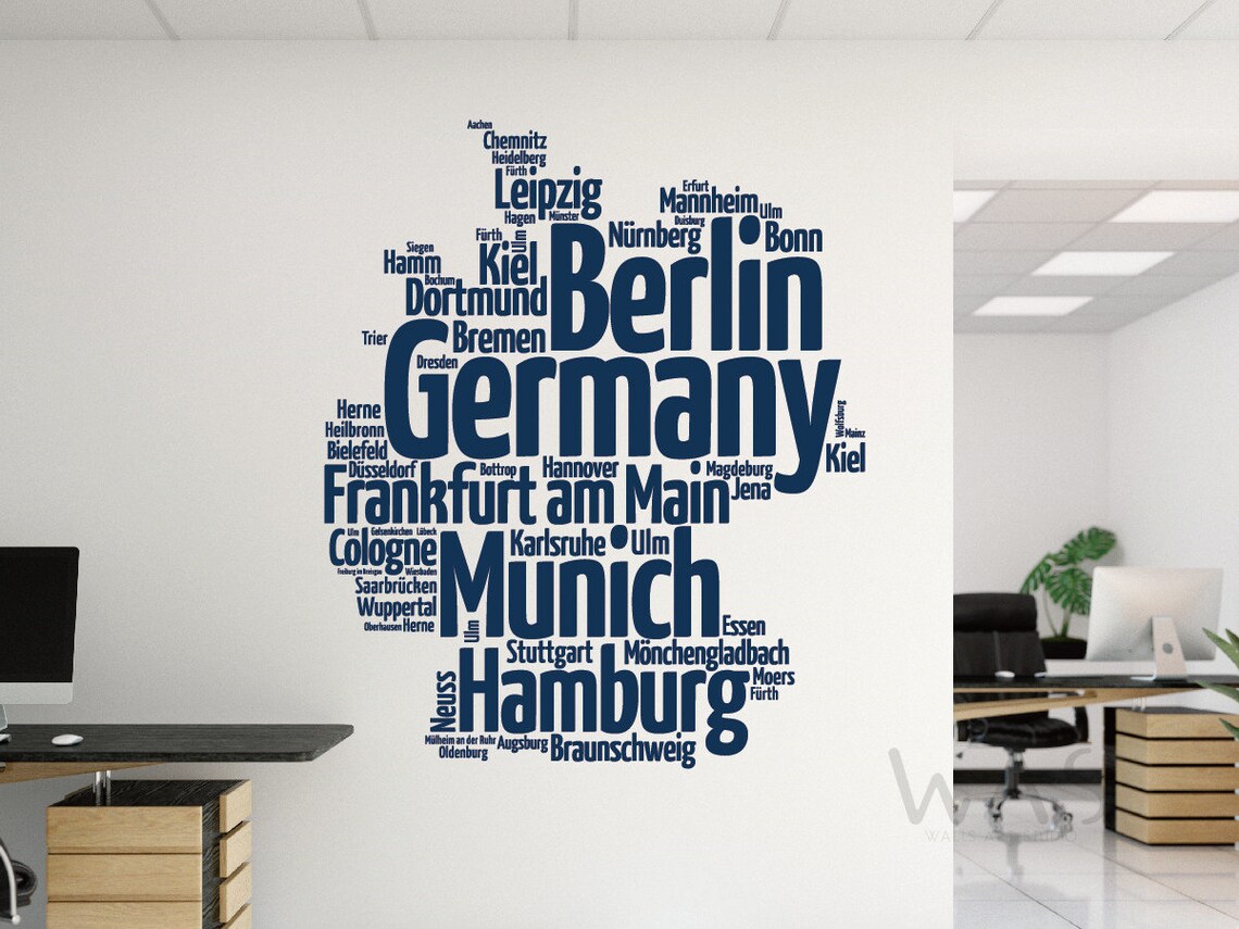 German Map Wall Decalsgerman City Names Wall Decals German | Etsy