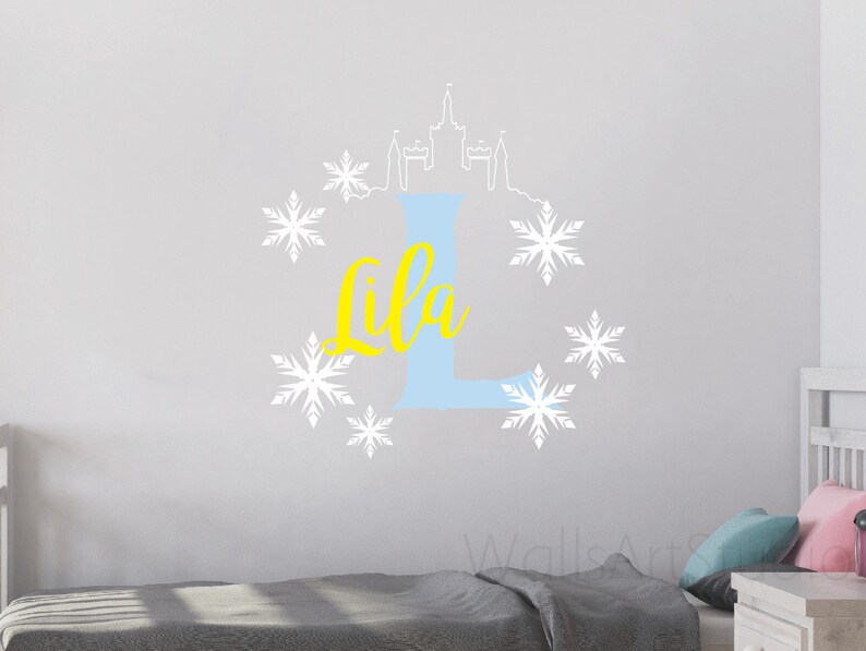 Snowflakes Decals Name With Frozen Style Wall Decal Let It - Etsy