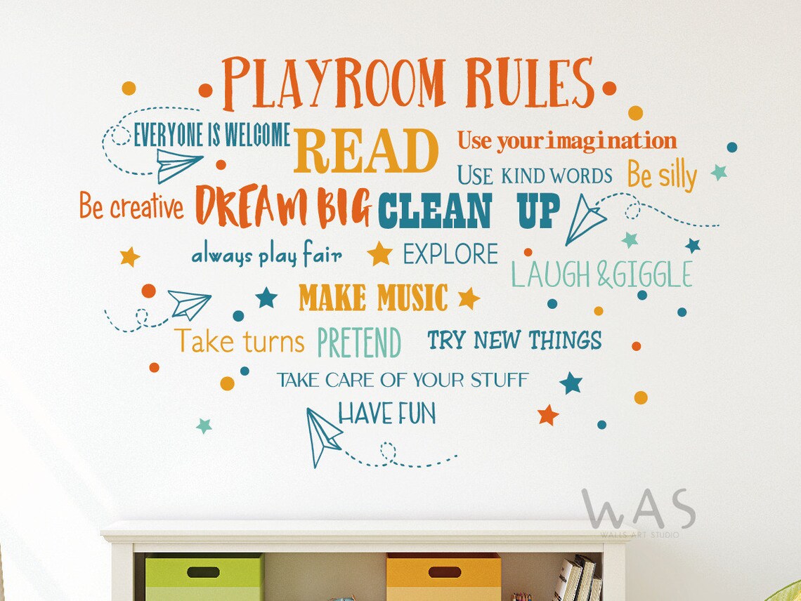 Playroom Rules,dream Big Be Creative Read Sayings Wall Decals Stickers ...