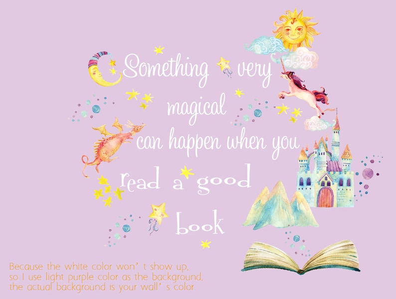 Fairytale Theme Reading Book Wall Sticker Something Very Magical Can ...