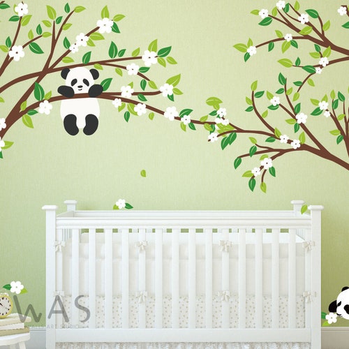 Panda Tree Wall Decals Nursery Tree Wall Stickers Large Tree - Etsy