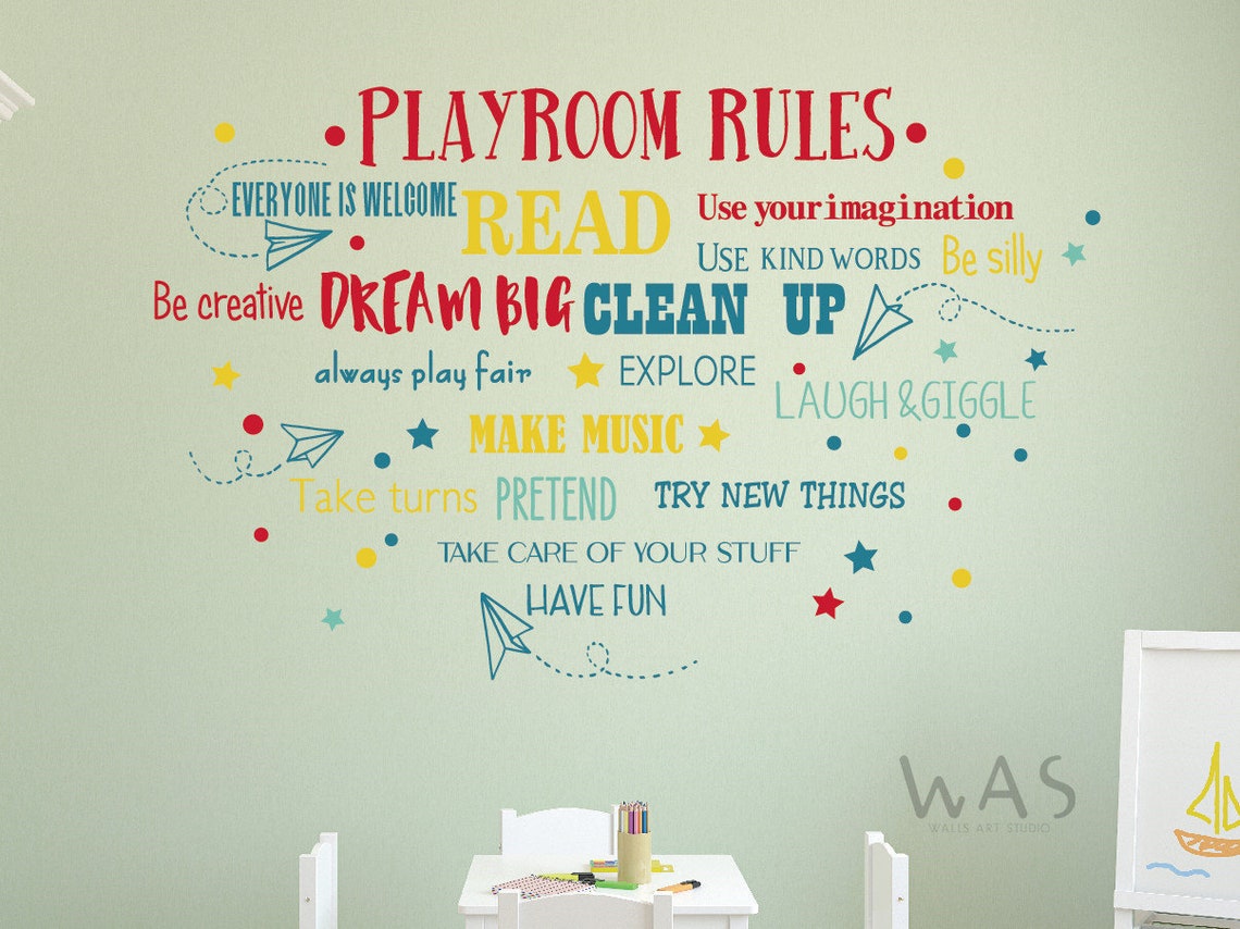Playroom Rules,dream Big Be Creative Read Sayings Wall Decals Stickers ...