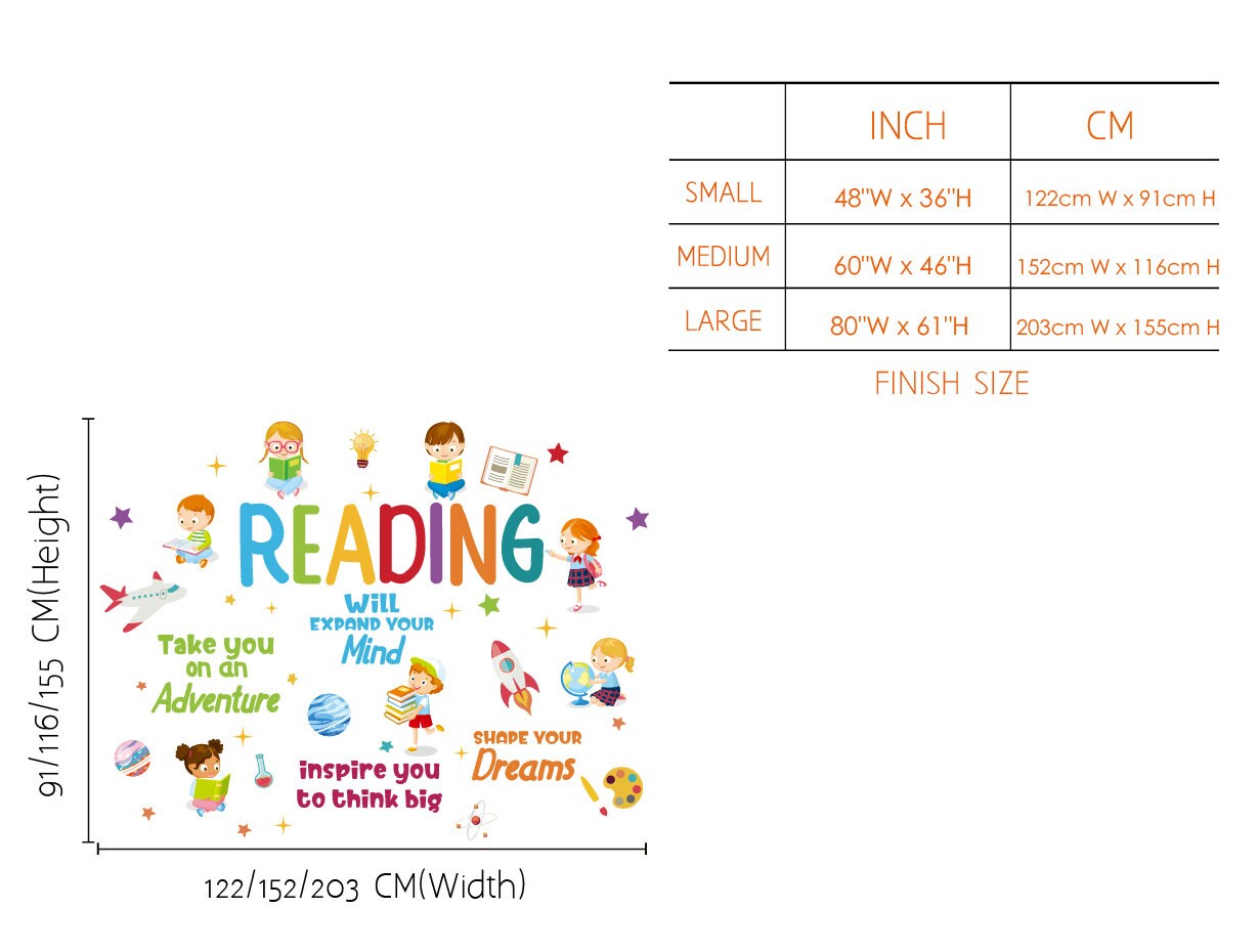 Reading Wall Stickers Educational Kids Wall Decals Classroom Decals ...