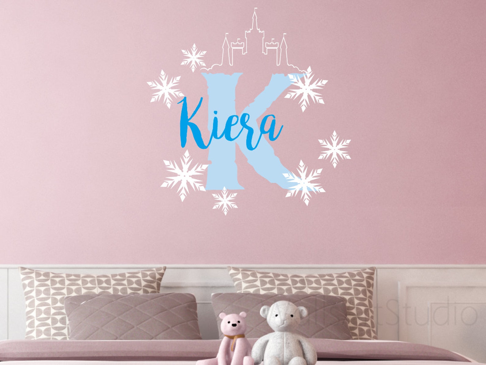 Snowflakes Decals Name With Frozen Style Wall Decal Let it | Etsy