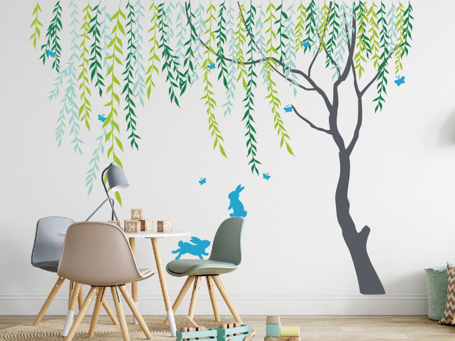 Willow Tree Wall Decal Nursery Wall Decals Leave Sticker Kids - Etsy