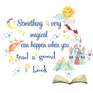 Fairytale Theme Reading Book Wall Sticker Something Very Magical Can ...