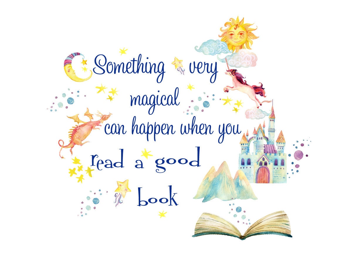 Fairytale Theme Reading Book Wall Sticker Something Very Magical Can ...