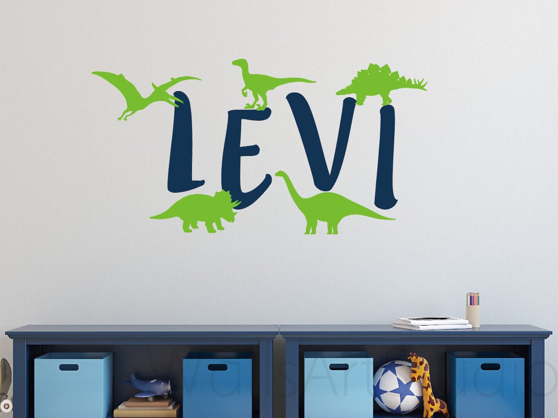 Dinosaur With Name Decals, Personalized Name Dinosaur Wall Stickers ...
