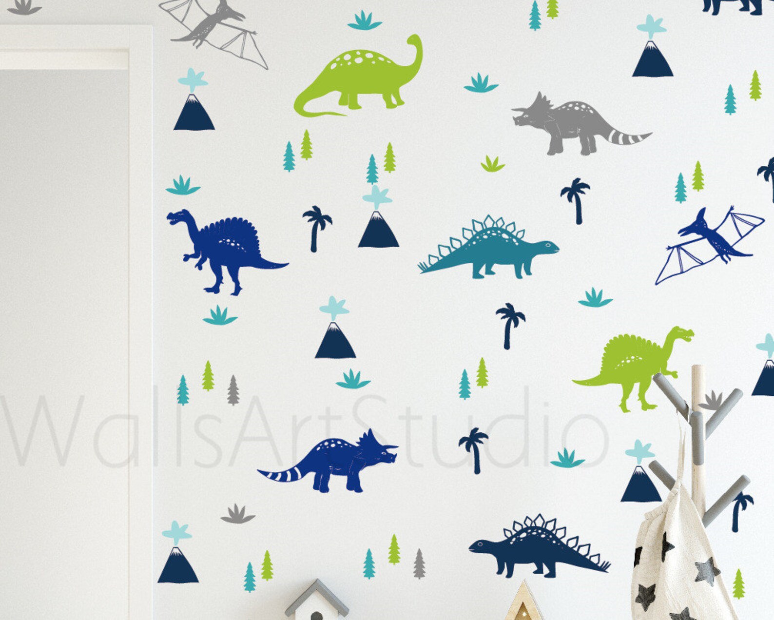 Dinosaur Wall Decal Dinosaurs Sticker 32 Pcs Set Dinosaurs - Etsy