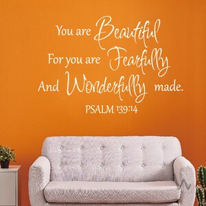 You Are Beautiful Bible Verse Scripture Wall Decal You Are Fearfully ...