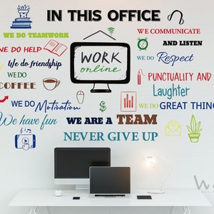In This Office Inspirational Wall Decals, Office Wall Decor, Positive ...