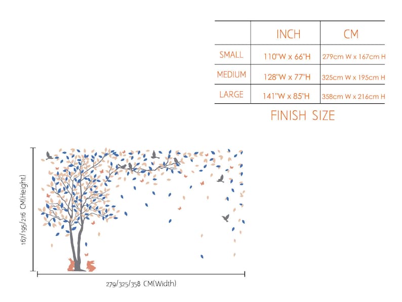 Blowing Tree Vinyl Sticker ,tree With Leaves Wall Decal, Blowing Tree ...