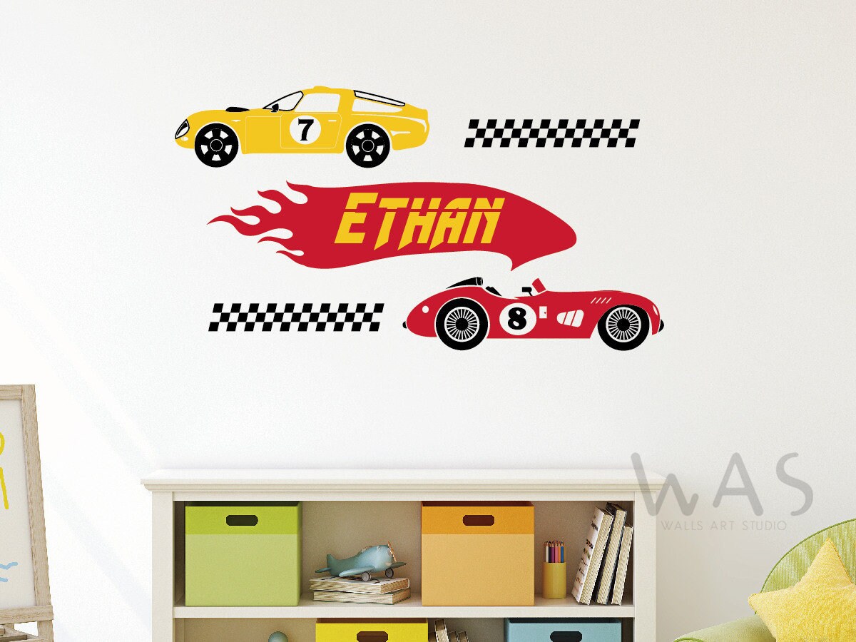 Personalized Race Car Name Wall Decal - Racing Wall Decals - Nursery ...