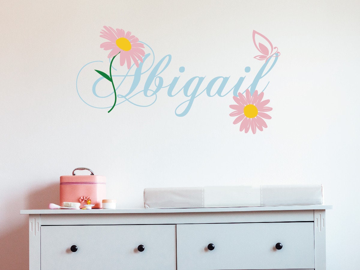 Daisy Flowers Name Wall Decals Personalized Name Daisy - Etsy