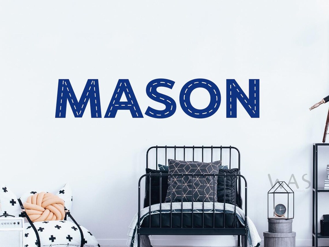 Personalized Road Style Name Wall Decals, Construction Road Name Wall ...