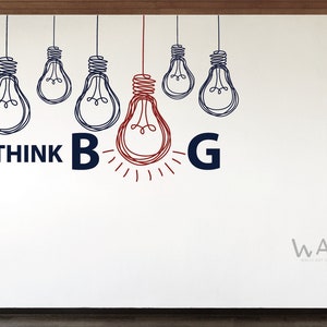 Think Big With Lines Bulb Decor Wall Art Wall Decal Inspirational ...
